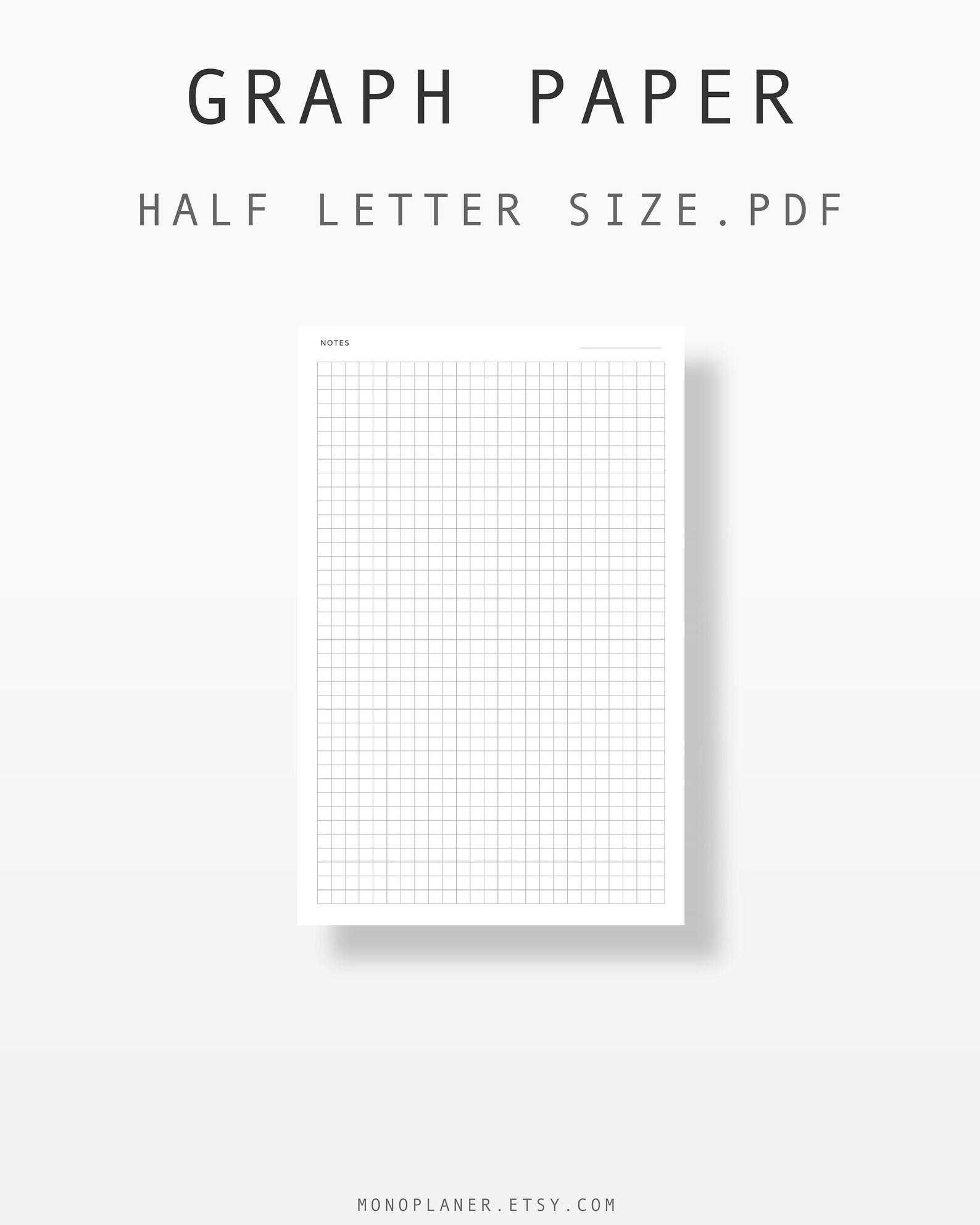Half Letter Graph Paper Study Notes Printable Letter | Etsy