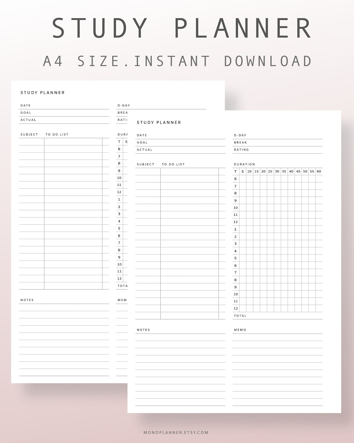 A4 Study Planner Printable Student Planner PDF Student | Etsy