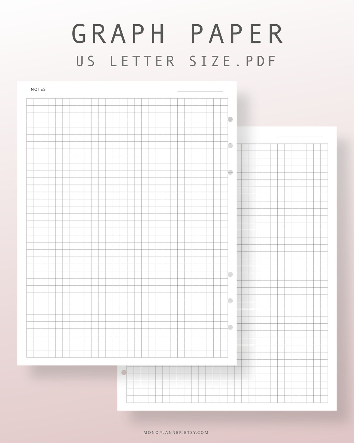 US Letter Graph Paper Study Notes Printable Letter | Etsy