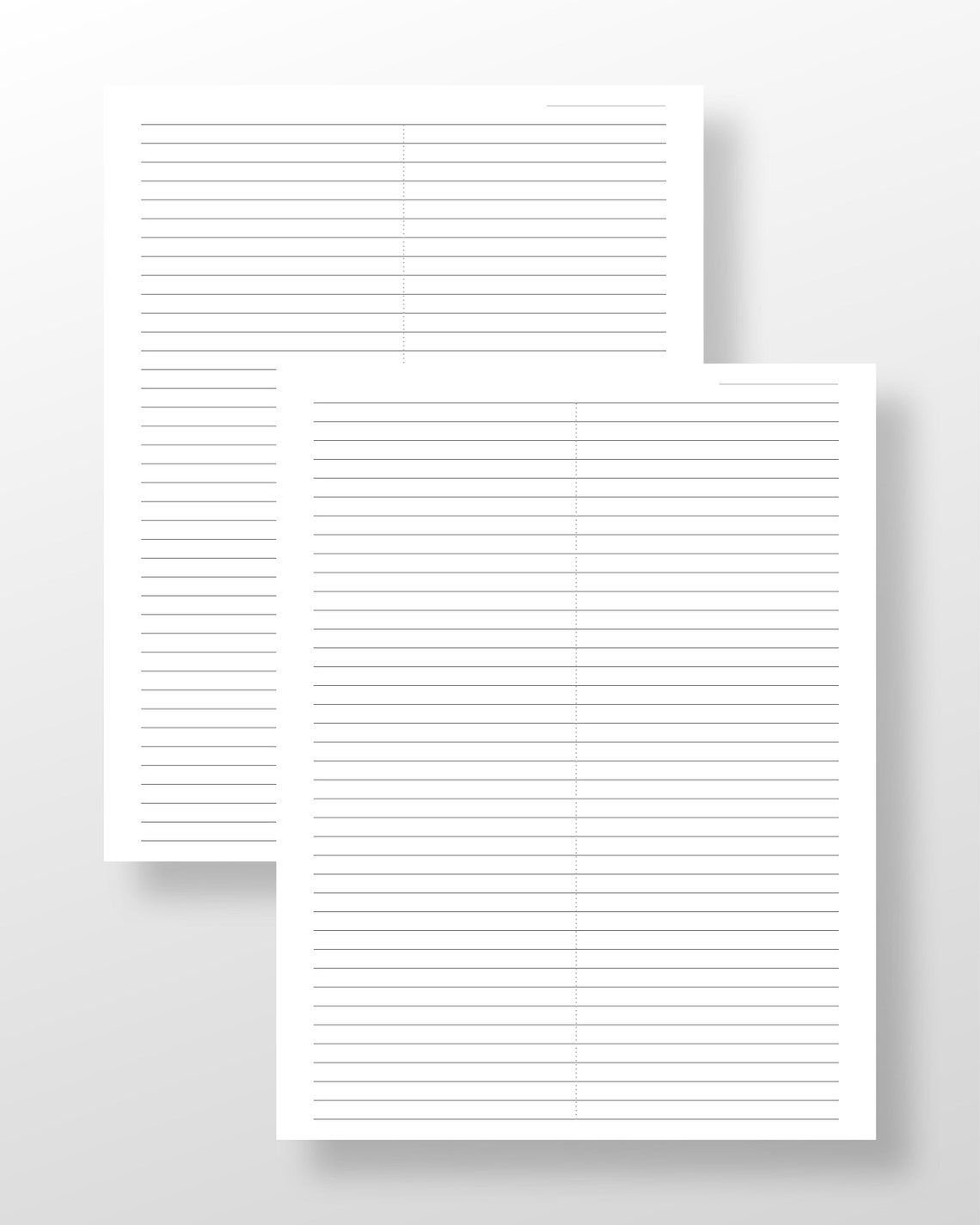 US Letter Lined Notes Printable PDF Inserts Study Two Columns Lined ...