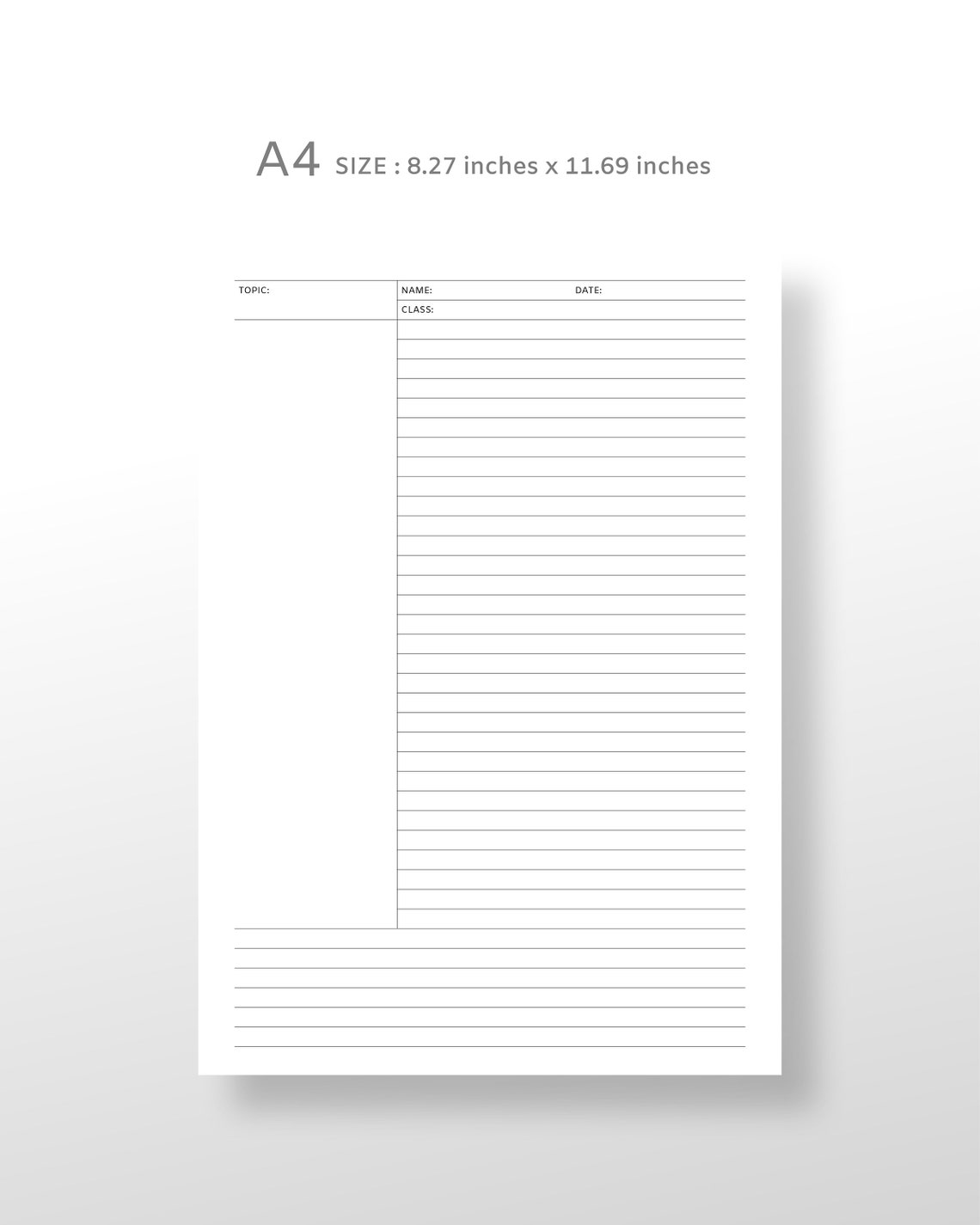 A4 Cornell Note Printable PDF Inserts | Student Cornell Notes Taking ...