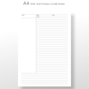 A4 Cornell Note Printable PDF Inserts | Student Cornell Notes Taking ...