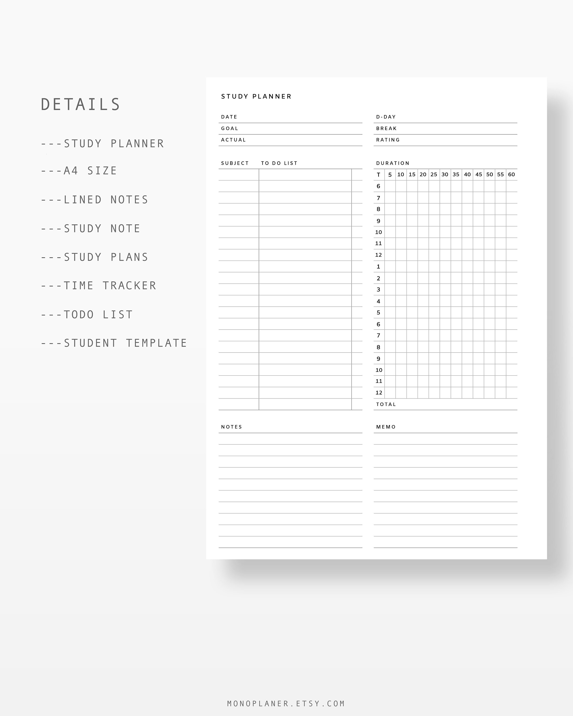 A4 Study Planner Printable | Student Planner PDF | Student Daily ...
