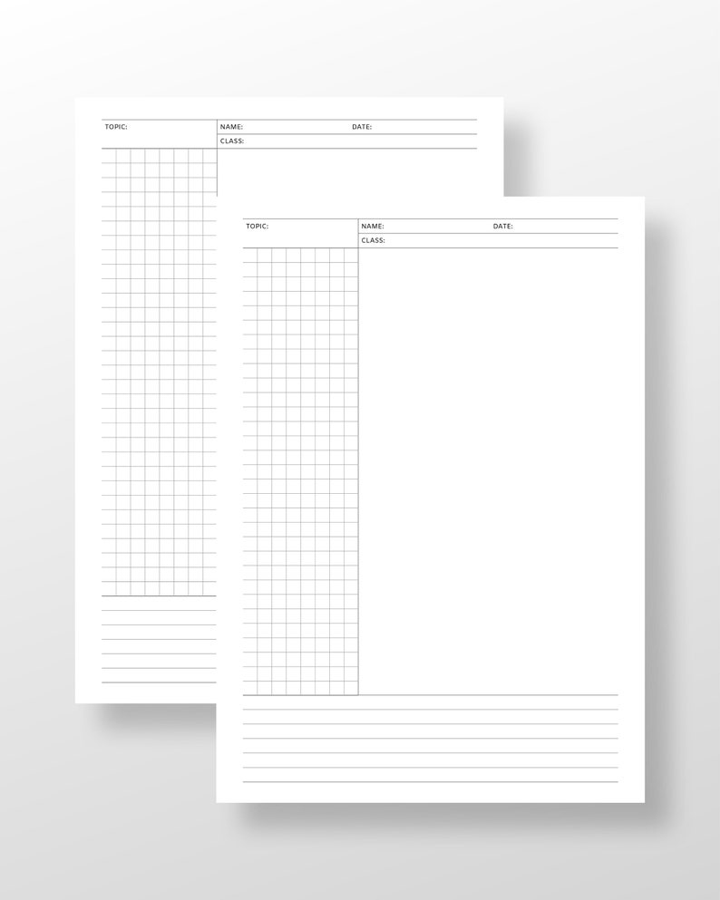 A4 Printable Cornell Notes Student Cornell Notes Paper Lecture Notes ...