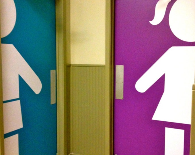 Large Boy & Girl Restroom Wall Decal Signs for Schools, Classrooms ...