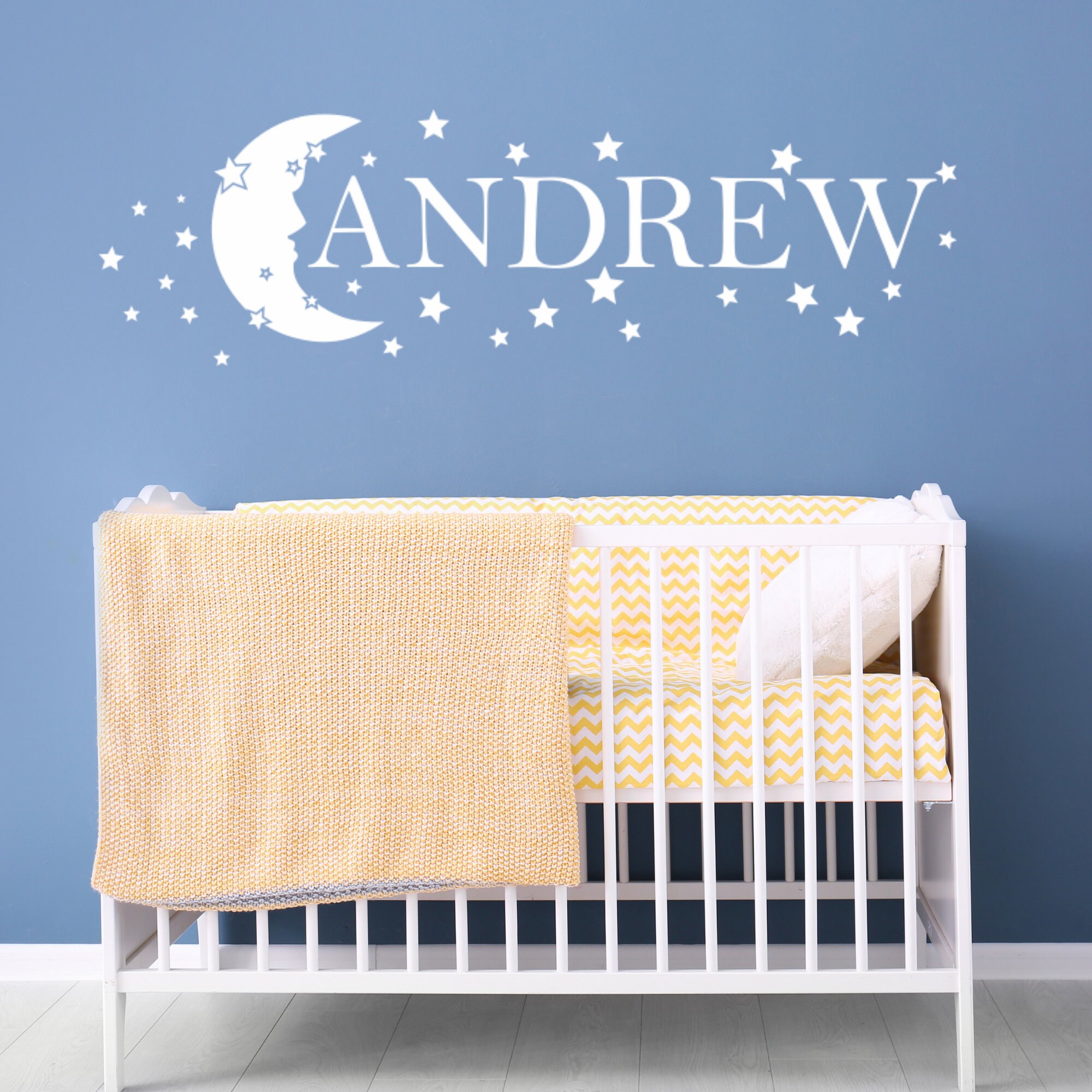 Adorable Moon & Stars Name Monogram Wall Art Decal for - Etsy