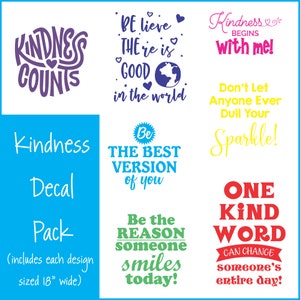 7 Kindness Project Quotes School Bathroom Decal Package, Set of 7 ...