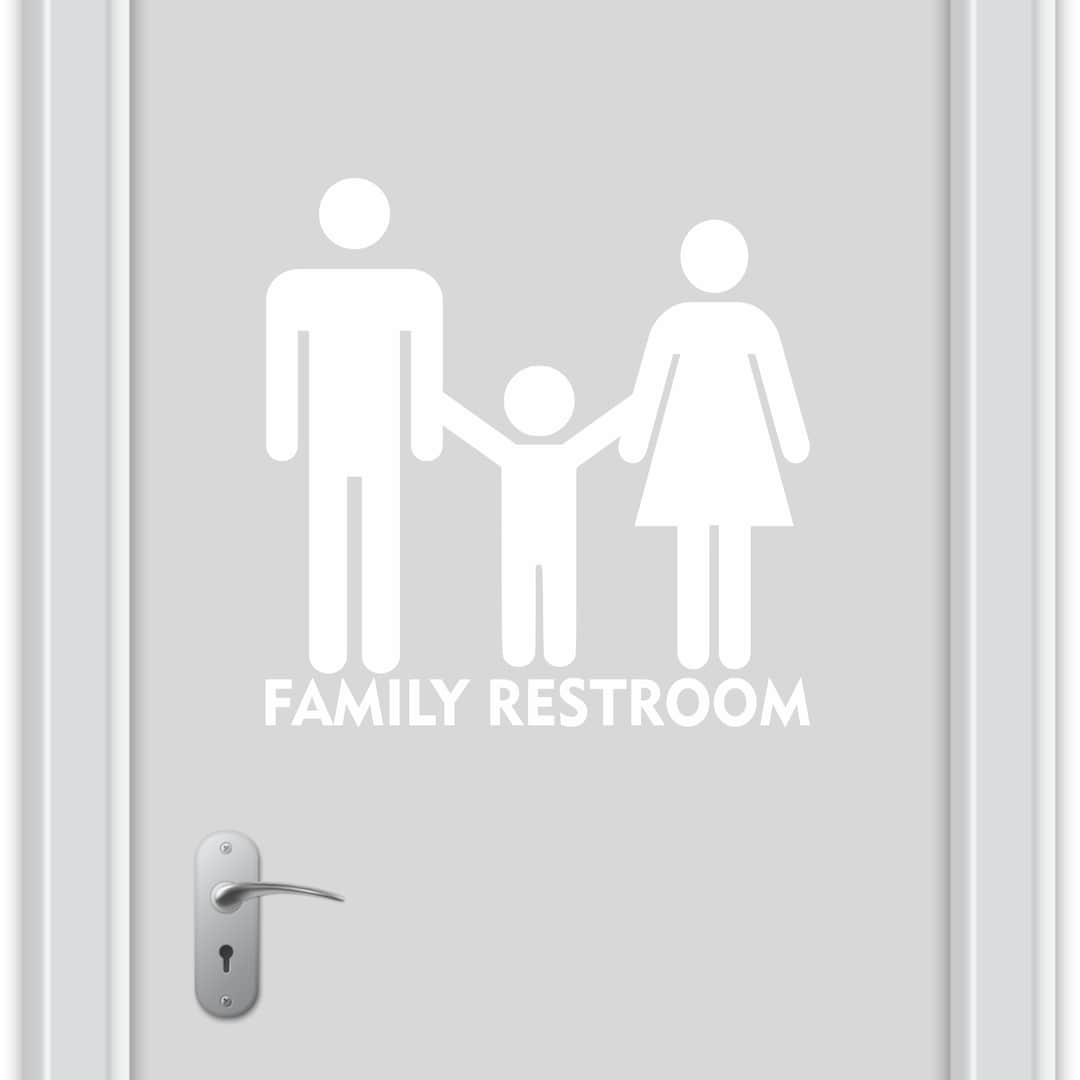 Family Restroom Door Decal Sign, Public Bathroom Signage, Easy Read ...