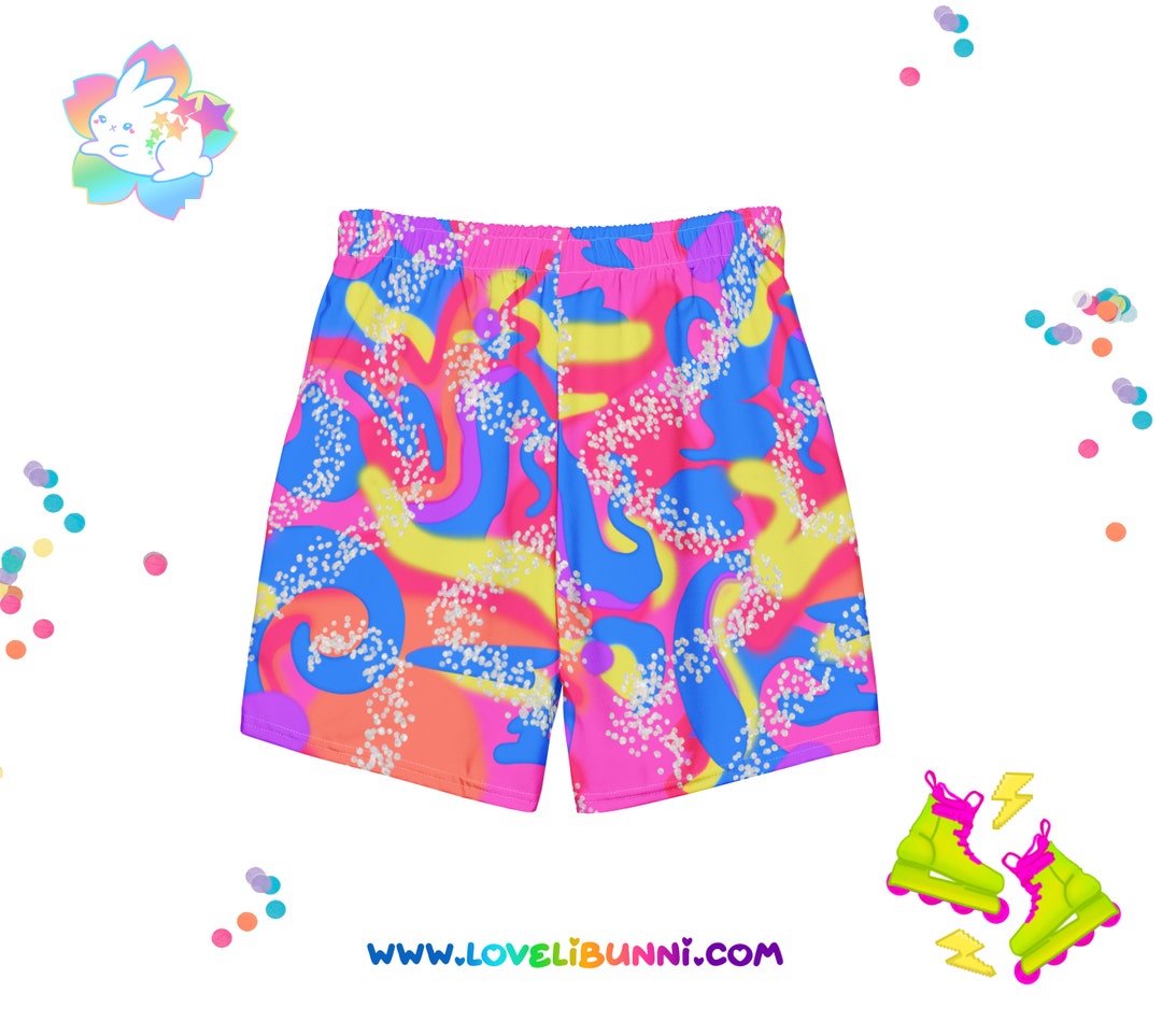 90s Malibu Retro Roller Skate Eco Swim Trunks - Etsy