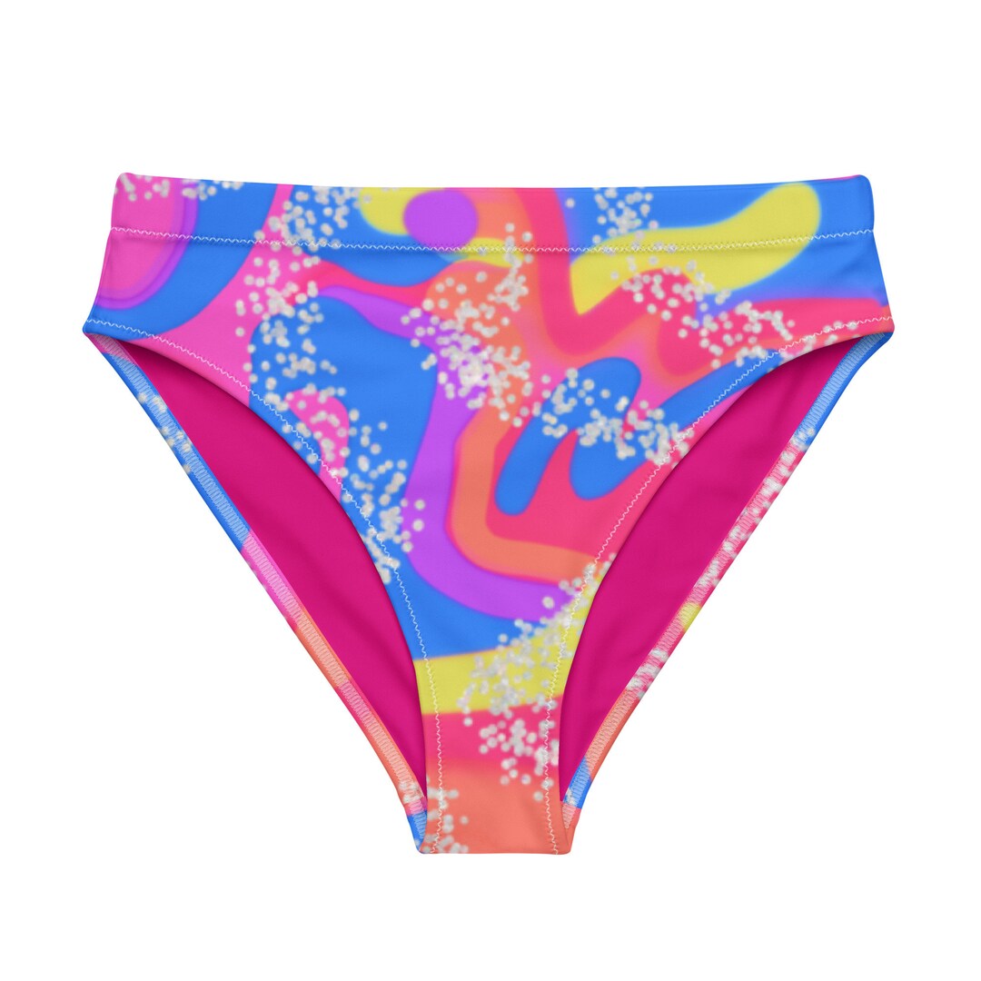 90s Malibu Retro Roller Skate Eco High-waisted Bikini Bottoms - Etsy