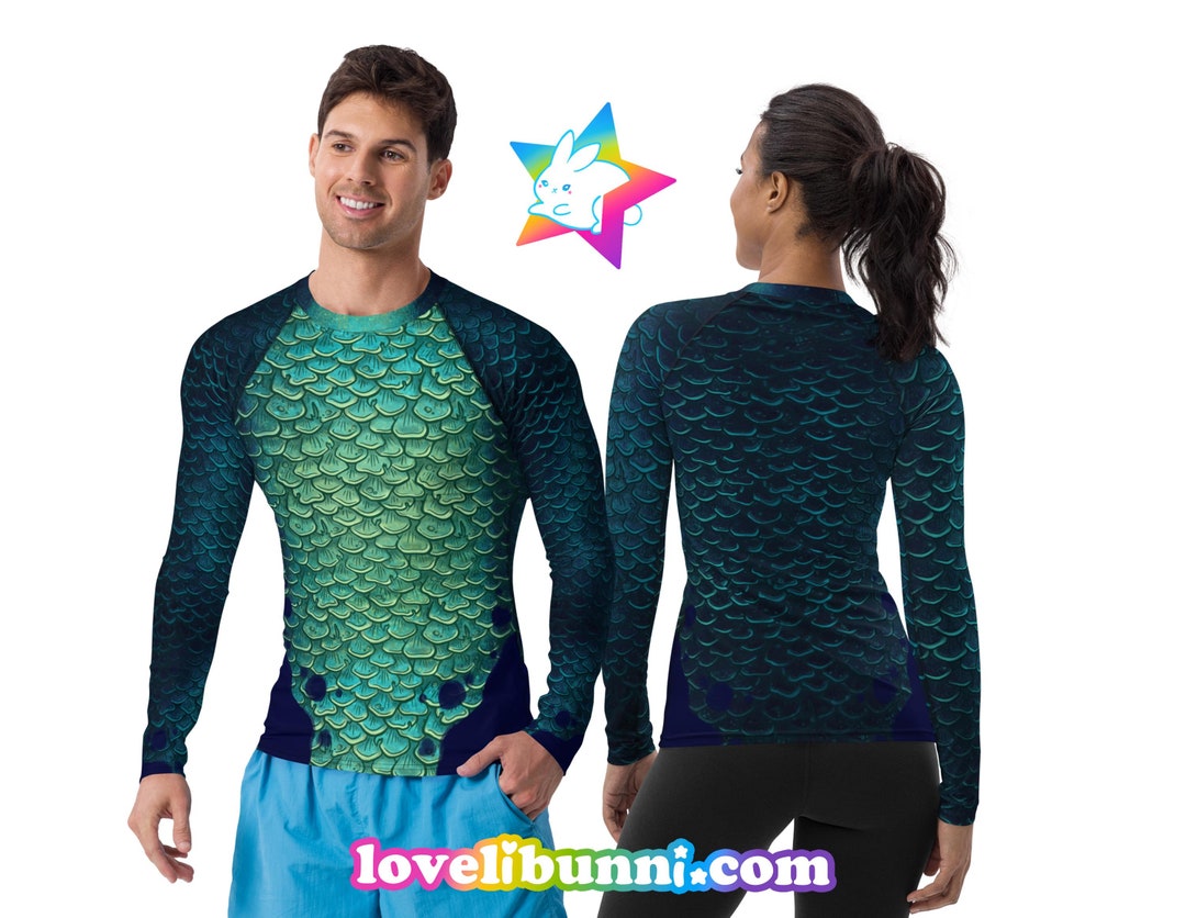 Seaglass Glo Eco Long Sleeve Rash Guard Mer-wear - Etsy