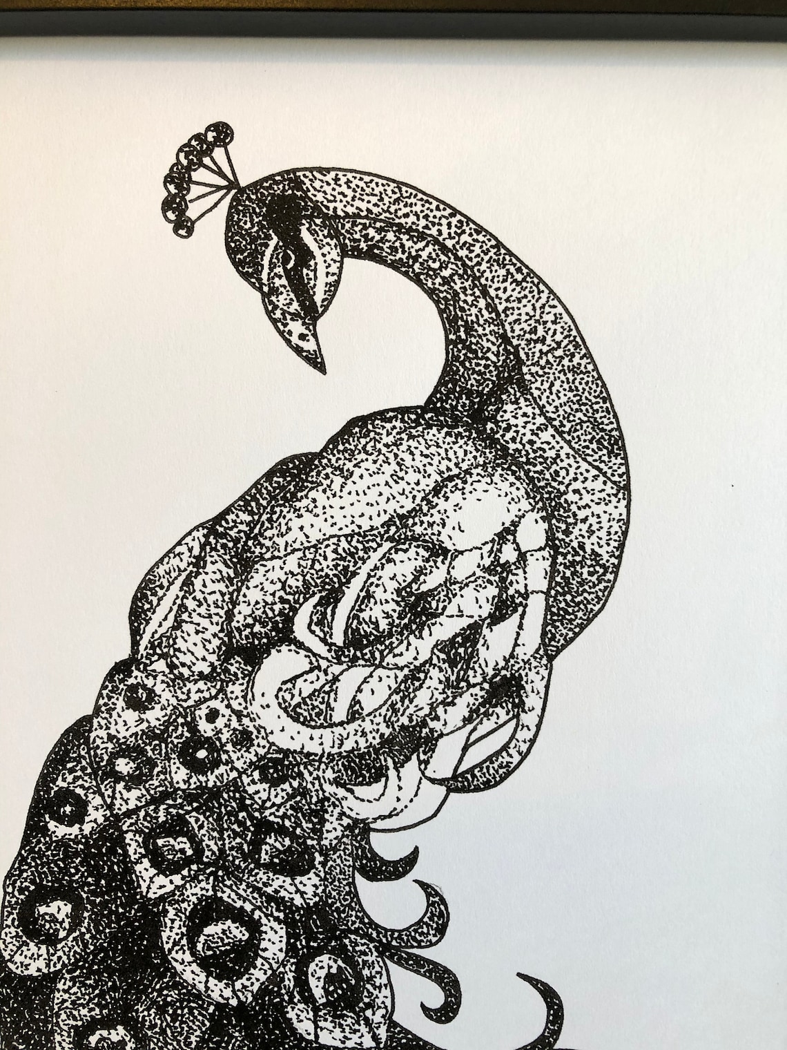 Peacock Wall Art Pointillism Animal Print - Etsy