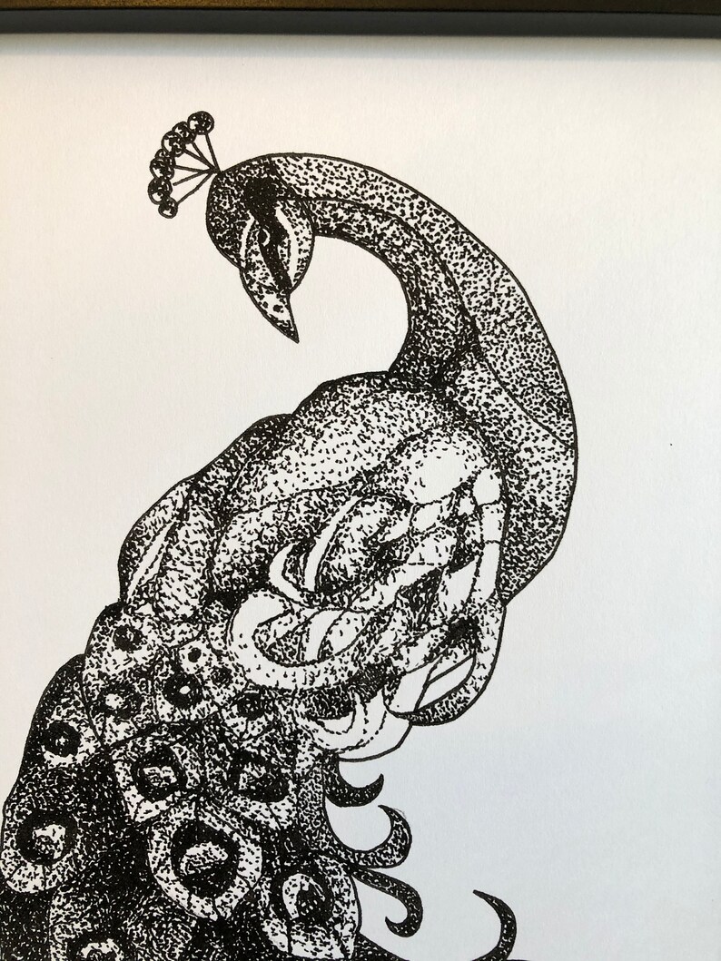 Peacock Wall Art, Pointillism Animal Print - Etsy
