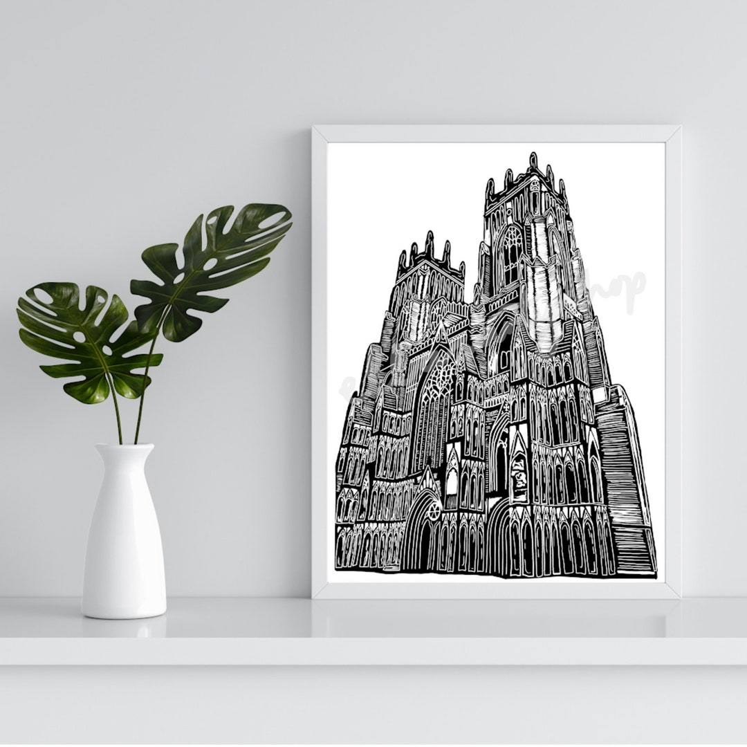 York Minster, York Illustration, Unframed York Minster Print - Etsy UK