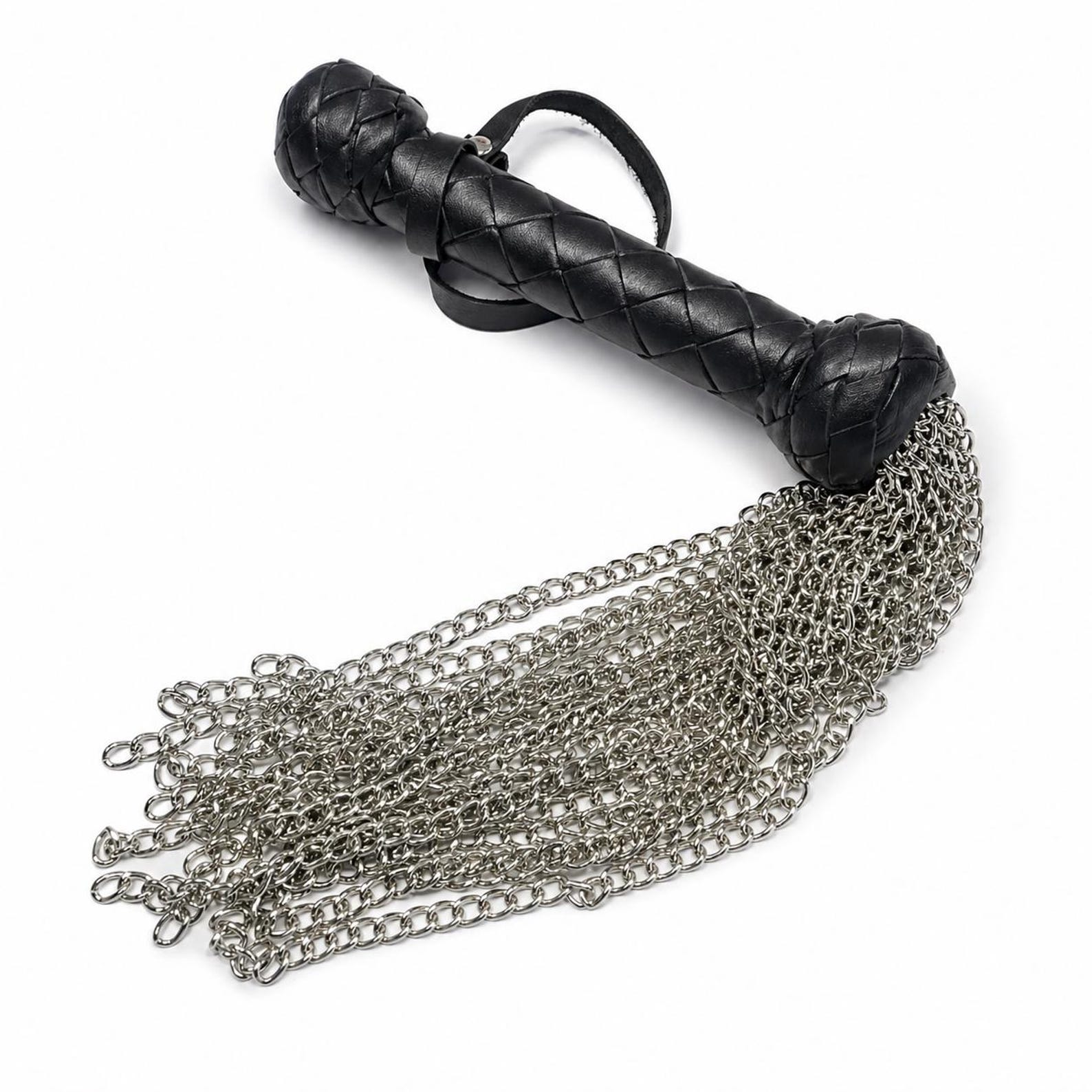 Heavy Chain Flogger 18.8”- Handmade Metal Spanking Whip With Braided ...