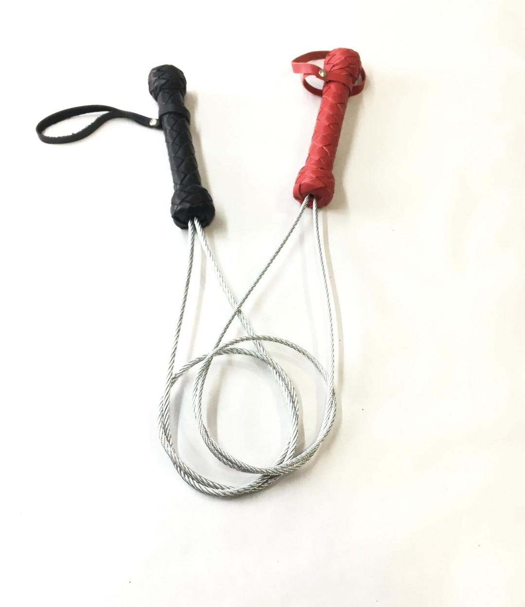 Heavy Steel Flogger Thuddy Cable 19" Braided Leather Handle Bondage ...