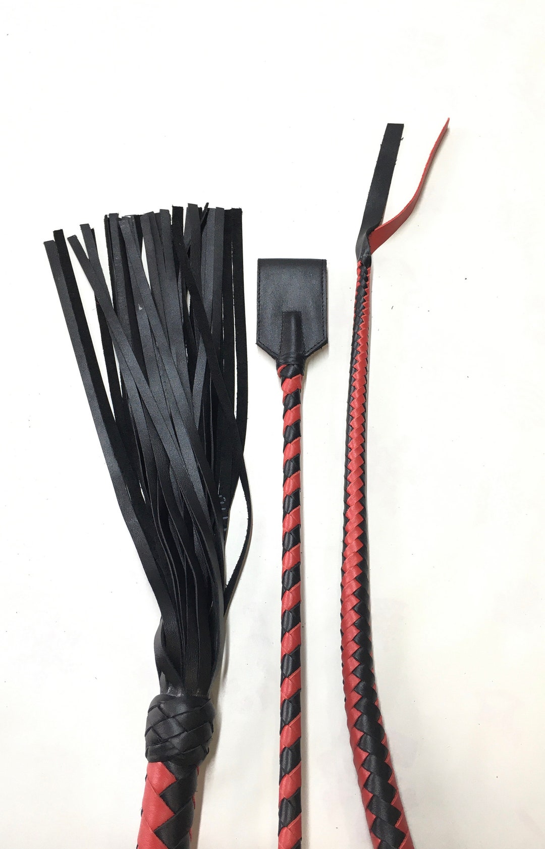 Leather Floggers Kit Real Leather Riding Crop, Whip, and Small Flogger ...