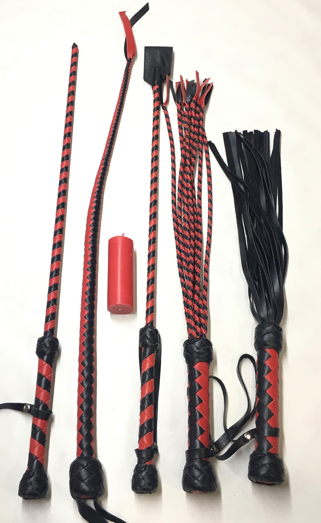 Whips Leathers Kit Floggers Riding Crop Small Flogger 9 Tails Spank ...