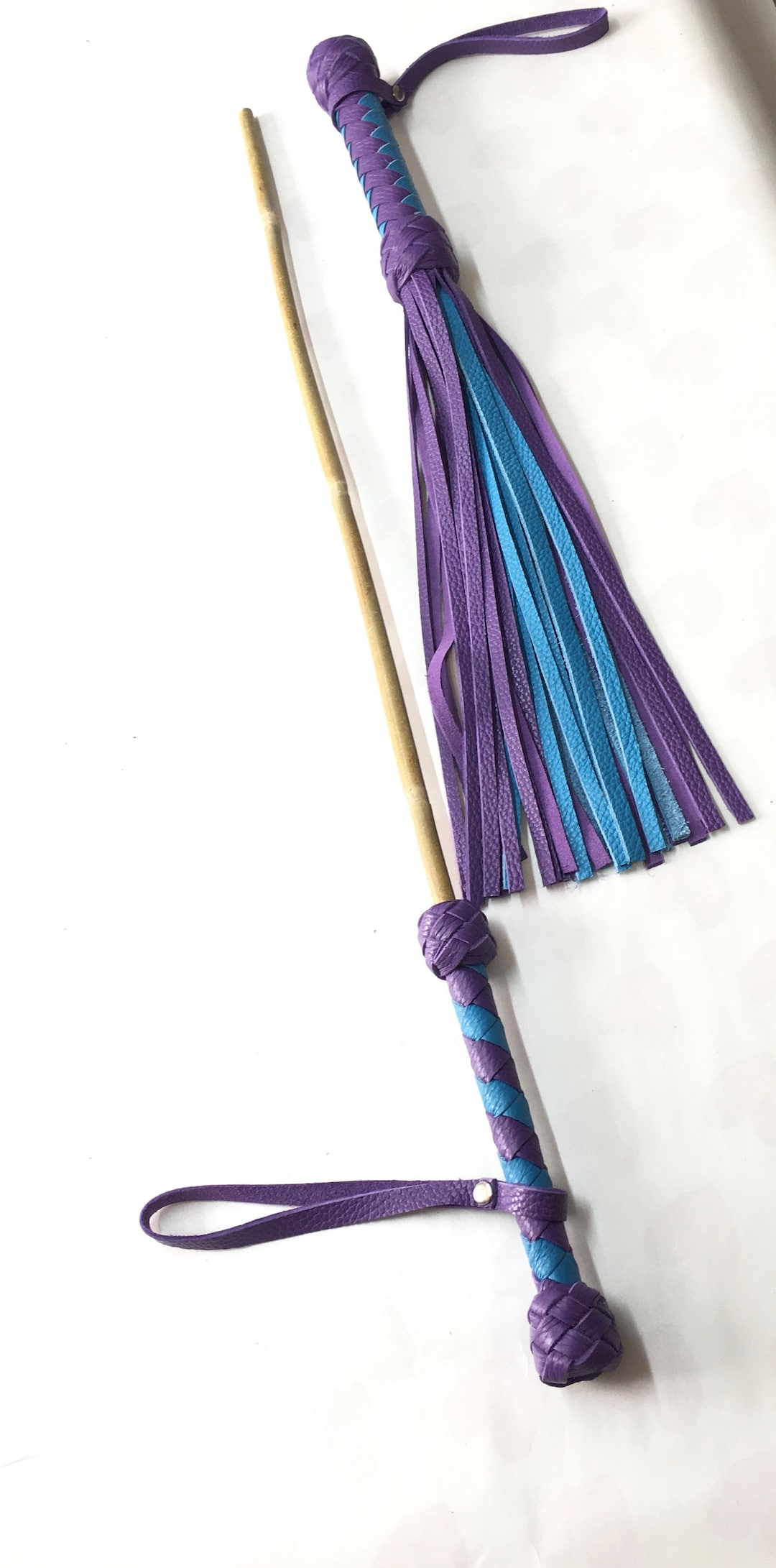 Leather Set Flogger 30 Tails Bamboo Cane 29,5"- Handmade - Etsy