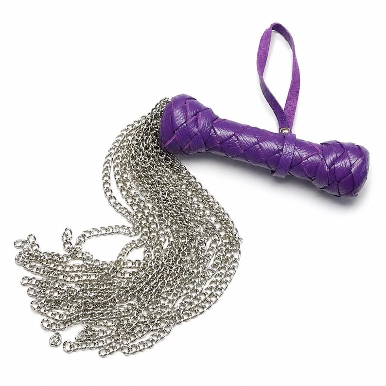 Heavy Chain Flogger 18.8”- Handmade Metal Spanking Whip With Braided ...