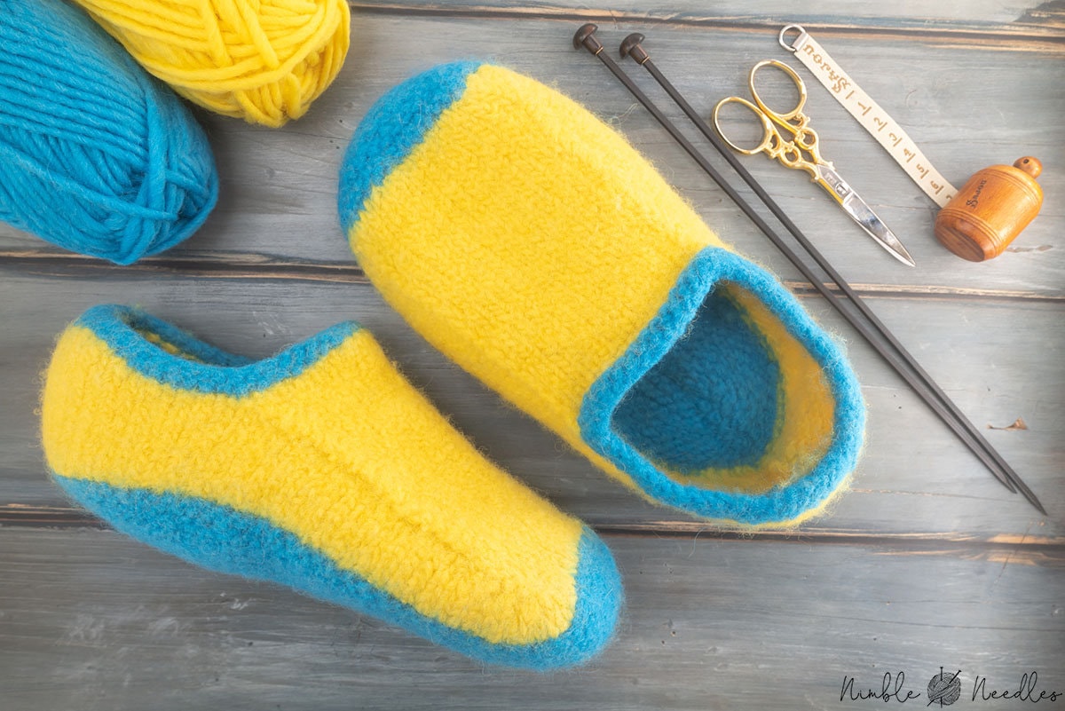 Easy Felted Slippers Knitting Pattern - Etsy
