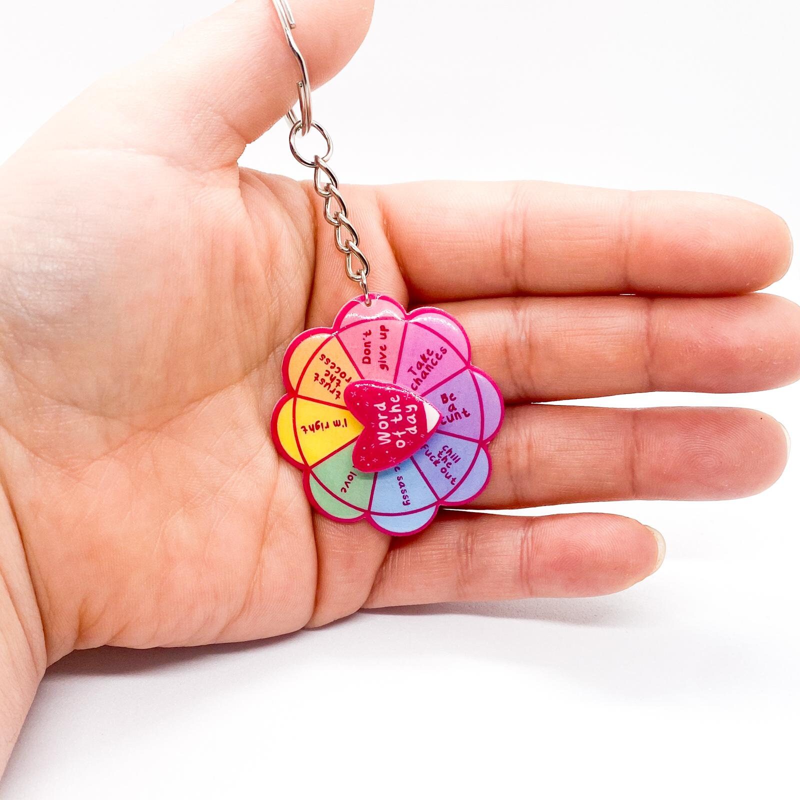 Spinner Keychain Word of the Day, Funny Gift for Friend, Spin Keychain ...