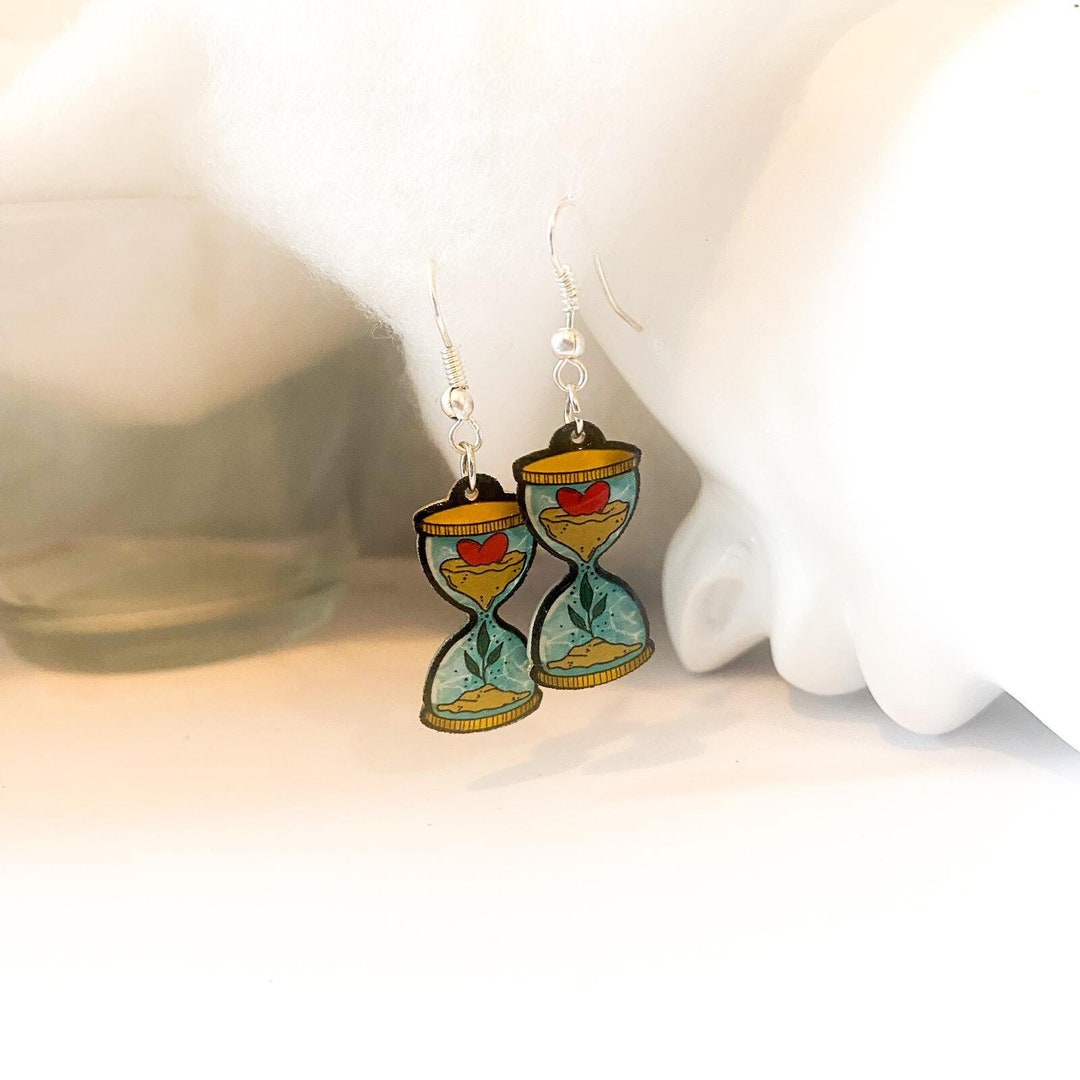 Hourglass Dangle Earrings - Aesthetic Jewellery, Novelty Earrings ...