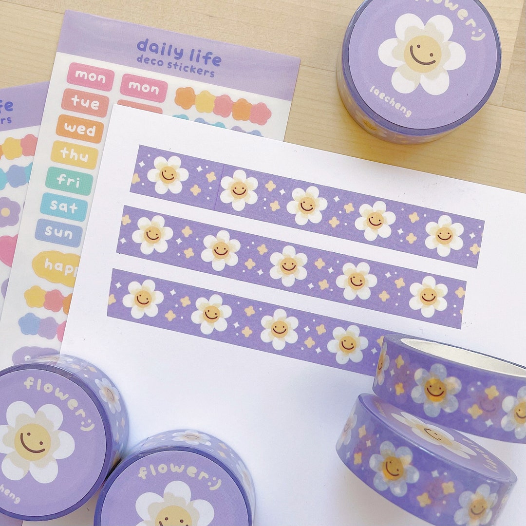 Smiley Flower Purple Washi Tape / Decorative Tape, Journaling ...