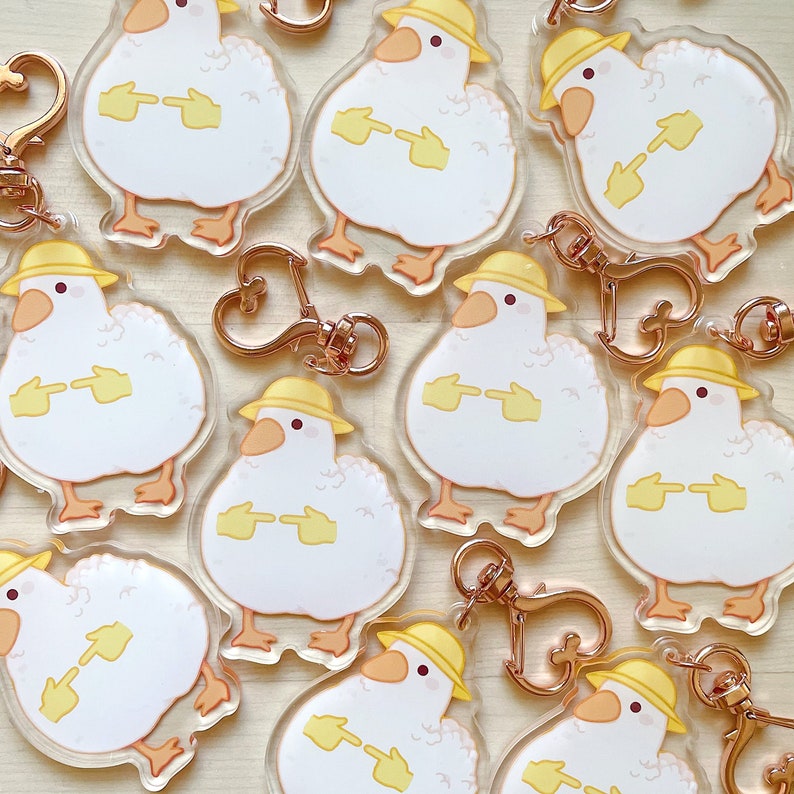 Shy Duck Meme Keychain Clear Acrylic Charm Cute Accessory - Etsy