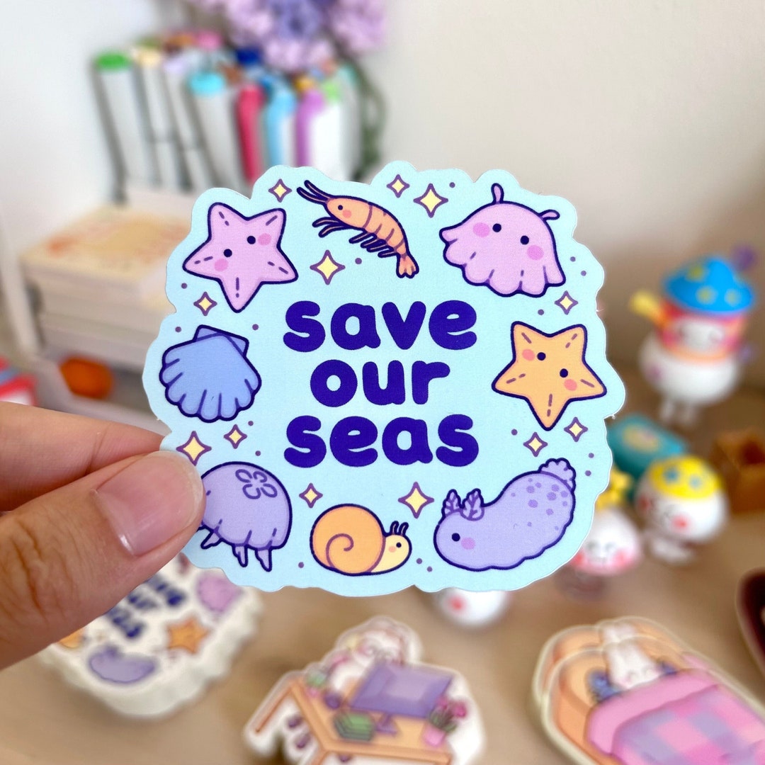 Save Our Seas / Ocean Animals Die Cut Stickers Laptop, Water Bottle ...
