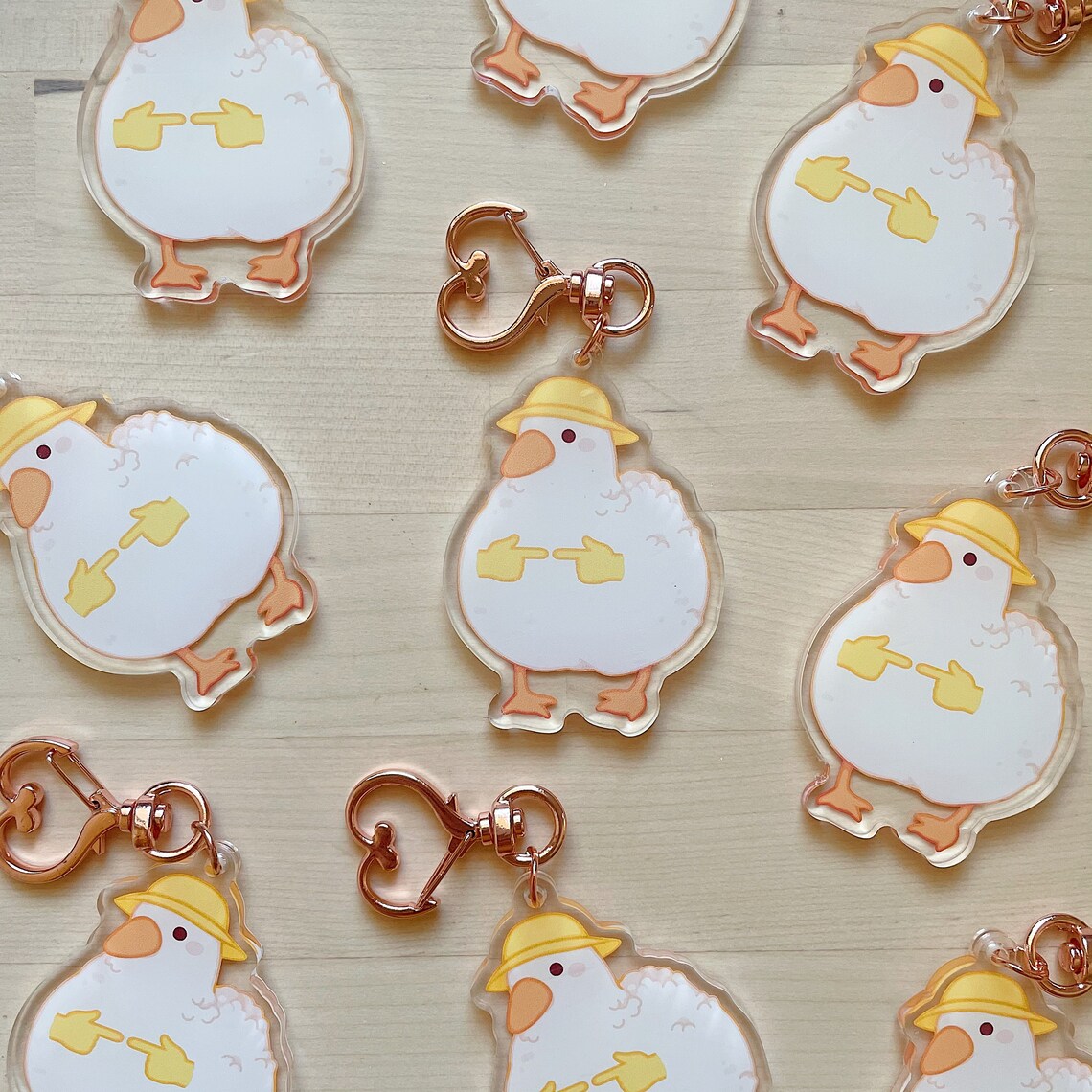 Shy Duck Meme Keychain Clear Acrylic Charm Cute Accessory - Etsy
