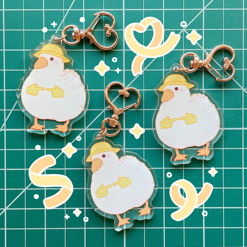 Shy Duck Meme Keychain Clear Acrylic Charm Cute Accessory - Etsy