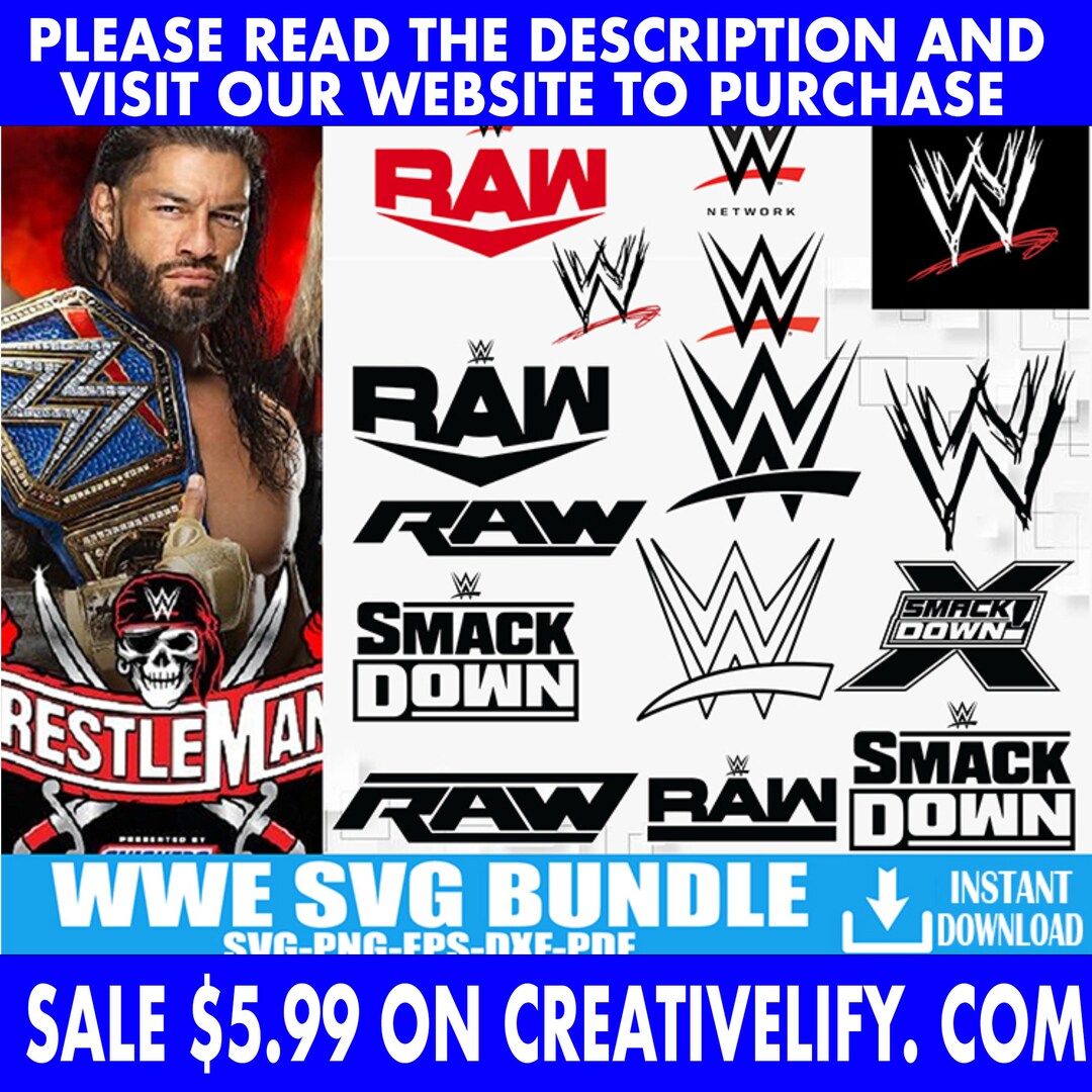 WWE Svg Bundle, PNG, Clipart, Cricut Bundle, Digital Prints, Instant ...