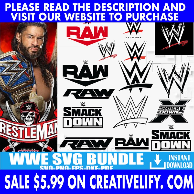 WWE Svg Bundle, PNG, Clipart, Cricut Bundle, Digital Prints, Instant ...