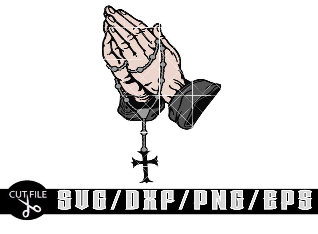 Praying Hands Holding A Rosary Layered Digital Downloads For Cricut