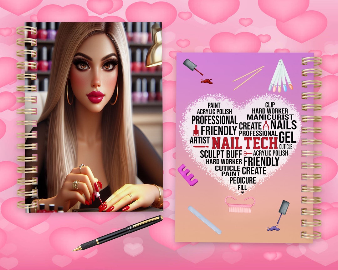 White Woman/ Nail Tech Journal Cover • Printable Planner Cover ...