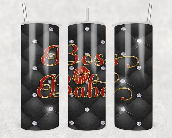 20 Oz Skinny Tumbler Wrap Boss Babe With Diamond Tufted - Etsy