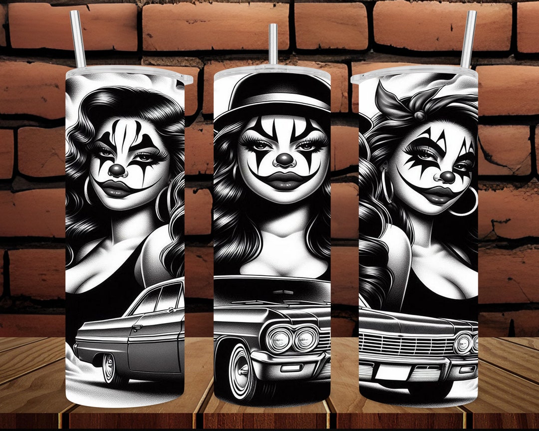 20 Oz Skinny Tumbler Wrap • Gangster Girl Clowns • Digital Art/ Ai ...