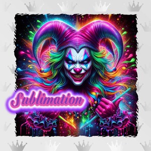 A Colorful Neon Jester/ Clown• PNG Sublimation Design • Digital Art ...