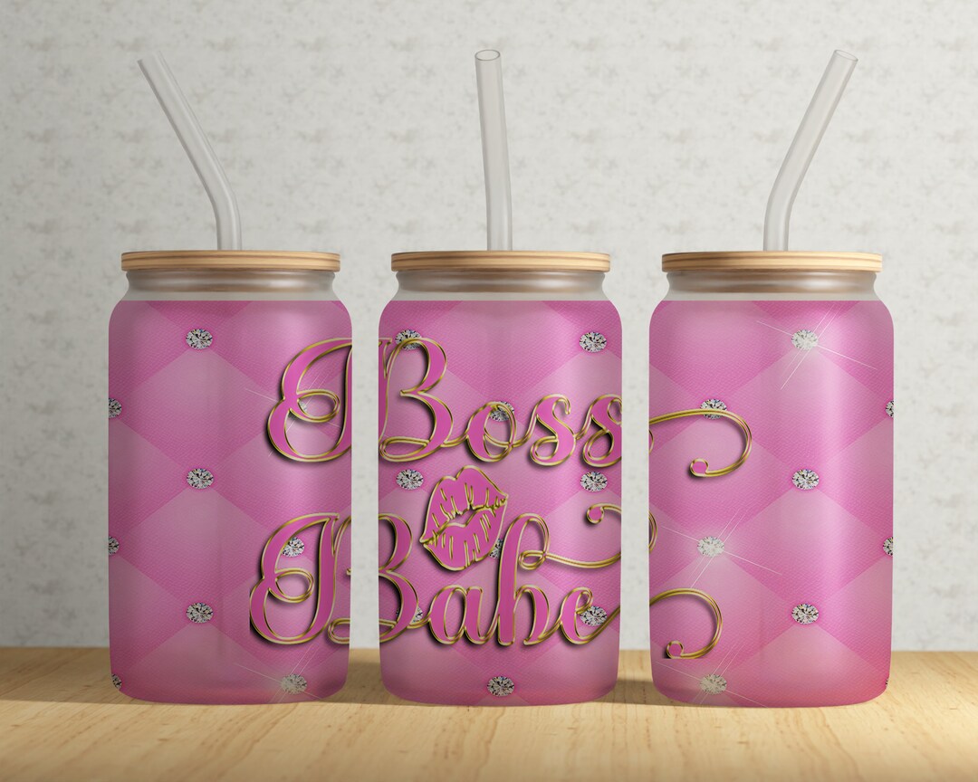 Pink Boss Babe Diamond Tuft Background 16oz Libbey/ Can - Etsy