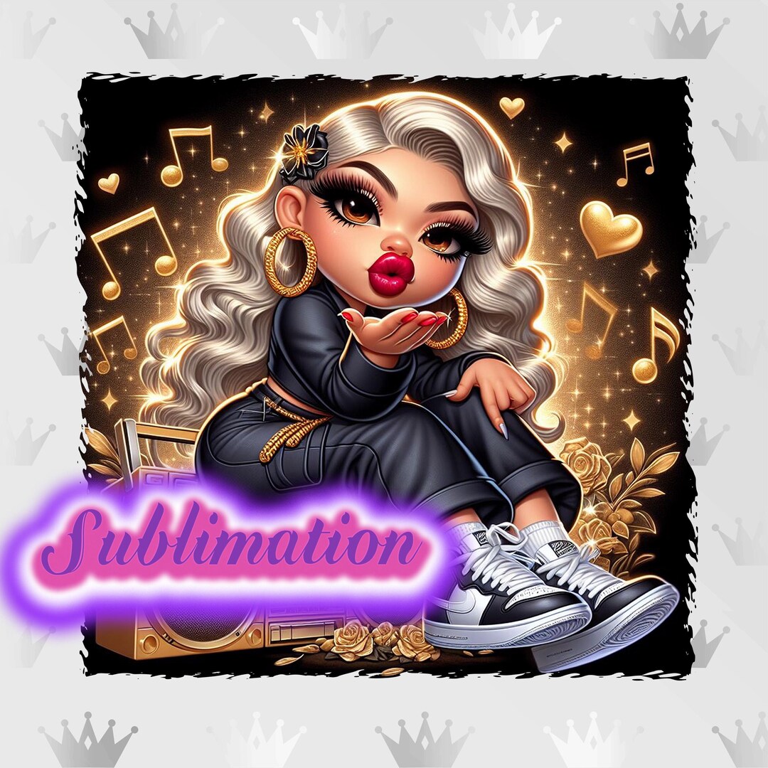 Cute Chibi Girl Throwing A Kiss • PNG Sublimation Design • Digital Art ...