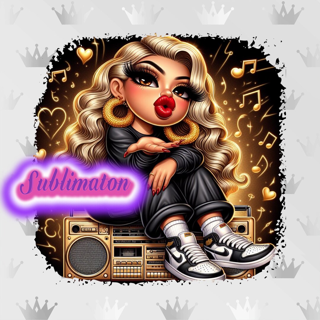 Cute Chibi Girl Throwing A Kiss PNG Sublimation Design Digital Art ...