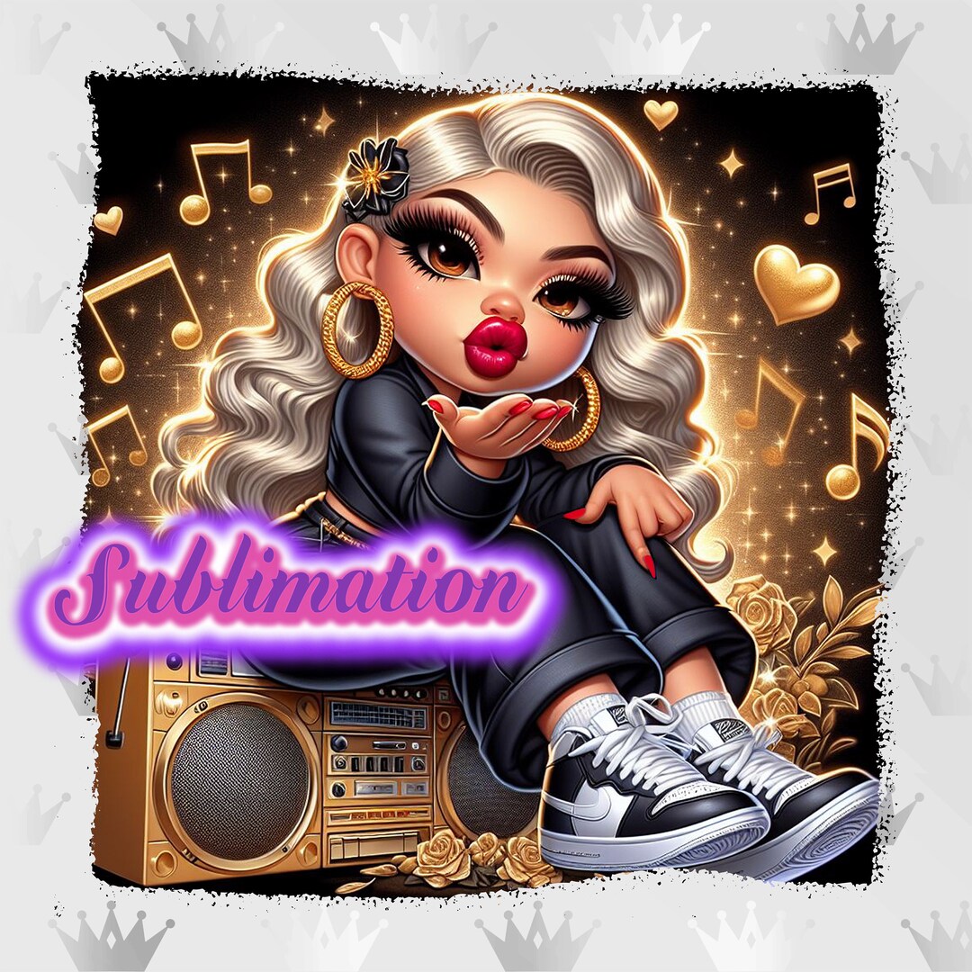 Cute Chibi Girl Throwing A Kiss PNG Sublimation Design Digital Art ...