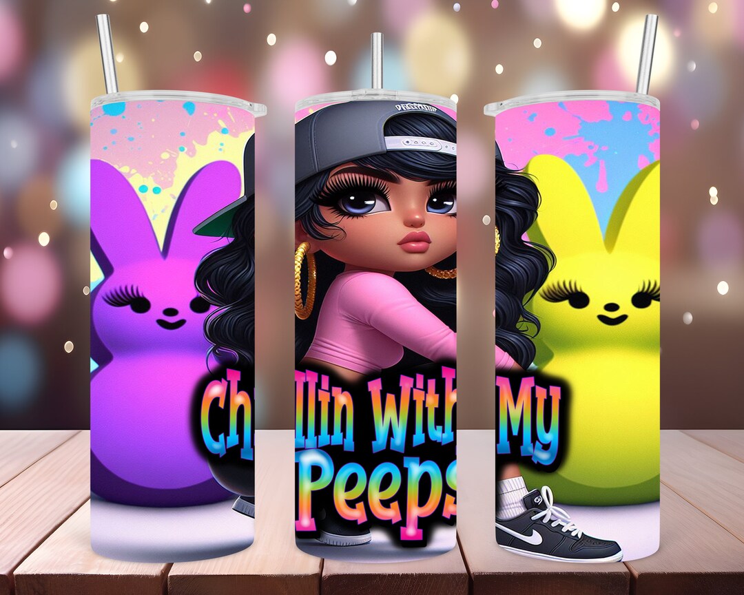 Easter Chibi Girl/ Chillin With My Peeps 20 Oz Skinny Tumbler Wrap ...