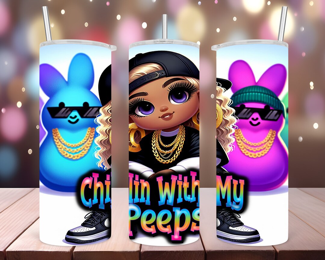 Easter Chibi Girl/ Chillin With My Peeps 20 Oz Skinny Tumbler Wrap ...