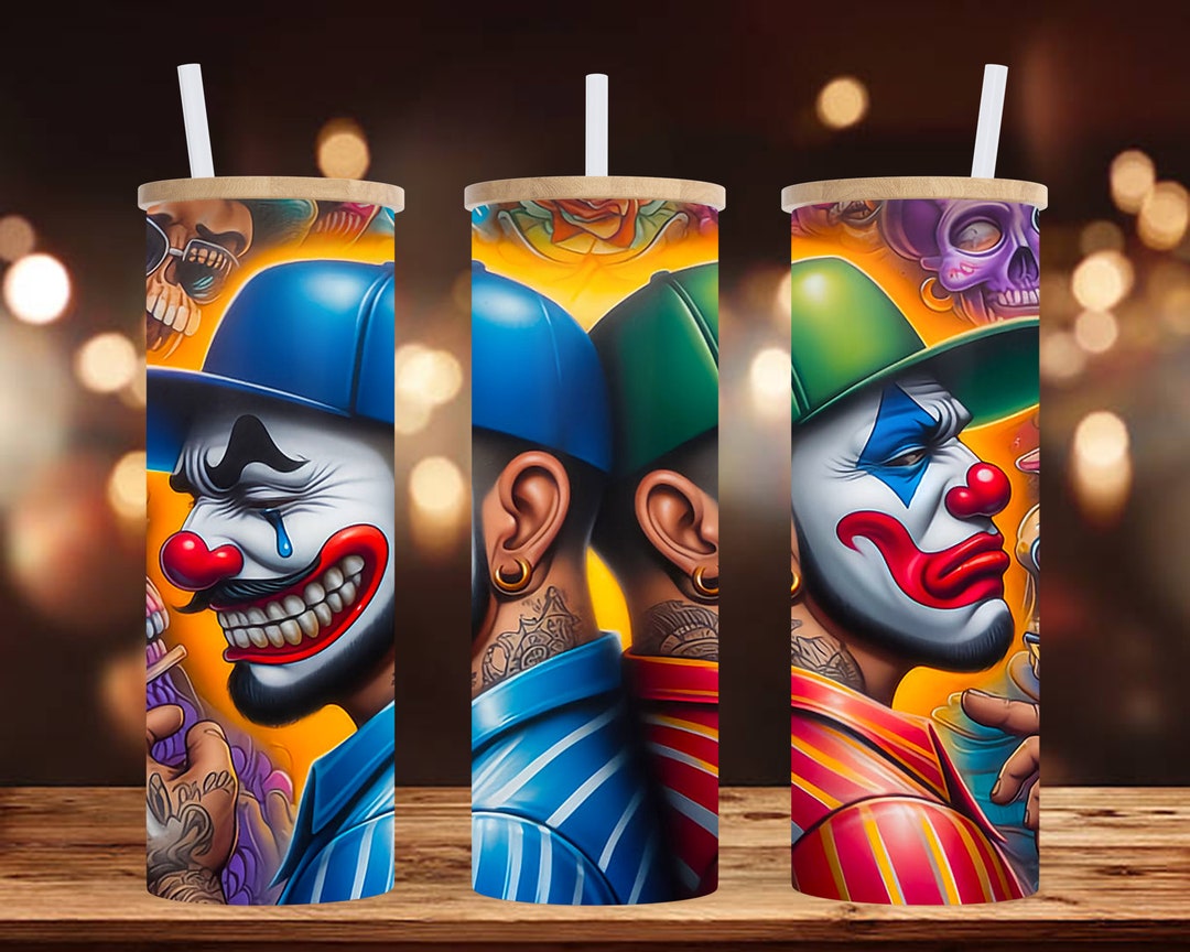 Smile Now, Cry Later Guy Clowns / Digital Art/ Ai Image • 25 Oz Glass ...