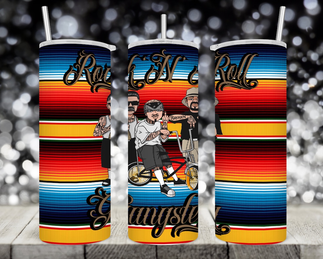 20 Oz Skinny Tumbler Wrap • Rock 'N' Roll Gangster Wrap • Sublimation ...