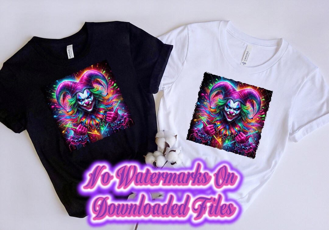 A Colorful Neon Jester/ Clown• PNG Sublimation Design • Digital Art ...