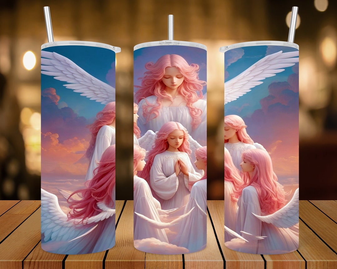 20 Oz Skinny Tumbler Wrap Beautiful Angels Sublimation - Etsy