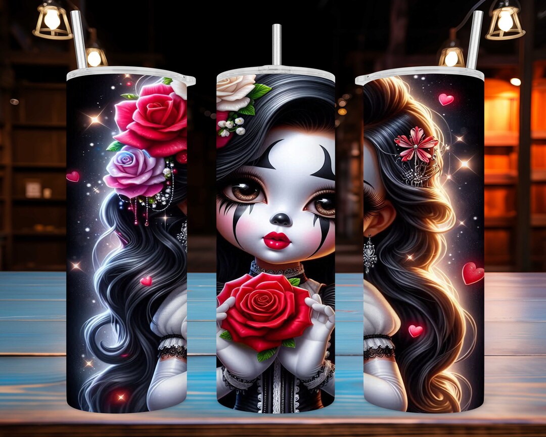 20 Oz Skinny Tumbler Wrap Cute Chibi Mime Girl Digital Art/ Ai Image ...